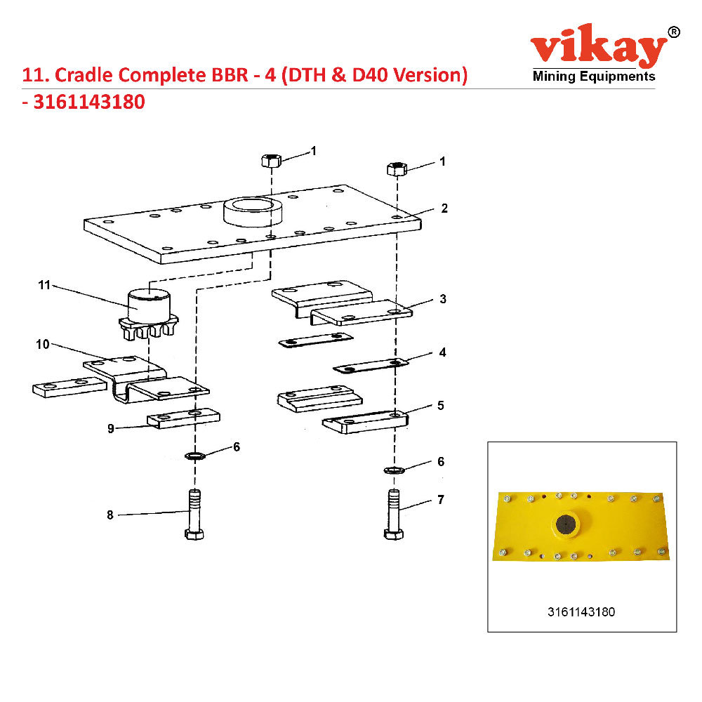 Cradle Complete BBR-4 Atlas Copco Wagon Drill Parts
