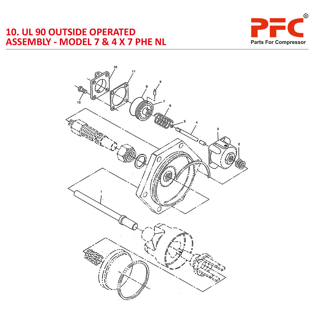 Unloader ภายนอกดำเนินการสมบูรณ์ PHE-7 | PFC - Parts For Compressor