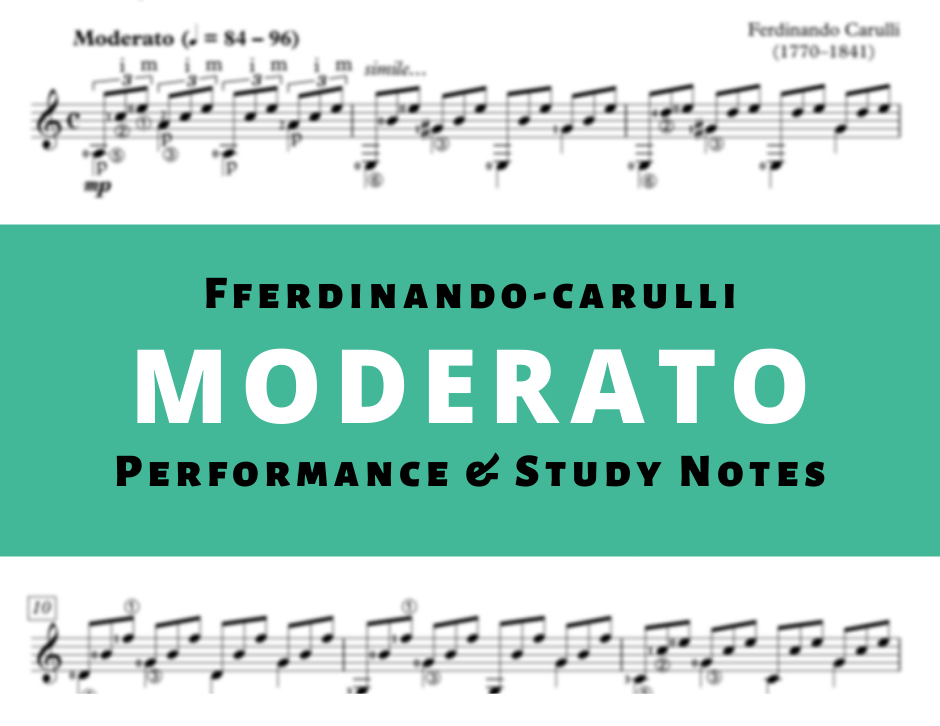 Study Notes and Classical Guitar Lesson For Moderato by Ferdinando Carulli