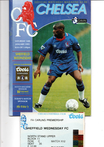 CHELSEA v SHEFFIELD WEDNESDAY 1994/95 Premier League MATCHDAY PROGRAMME ...