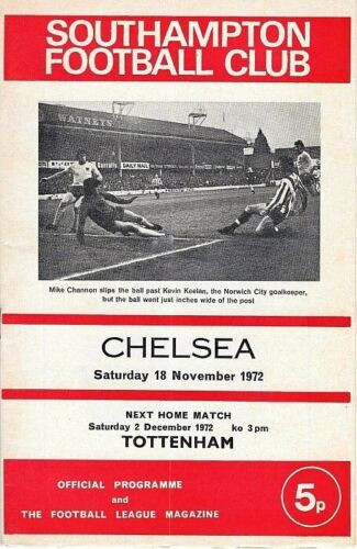 SOUTHAMPTON v CHELSEA 1972/73 Division 1 MATCHDAY PROGRAMME | CHELSEA ...