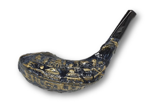 Jerusalem Shofar - Black - Gold Painted - Large (14"-16") | The ...