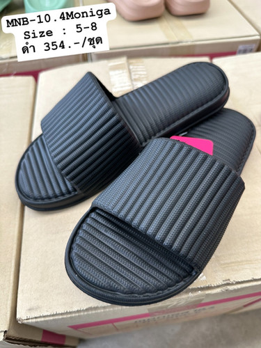 MNB-Moniga10.4 สีดำ รองเท้าแตะสวมไฟล่อน Monobo/โมโนโบ้ Size 5-8 (6คู่ ...
