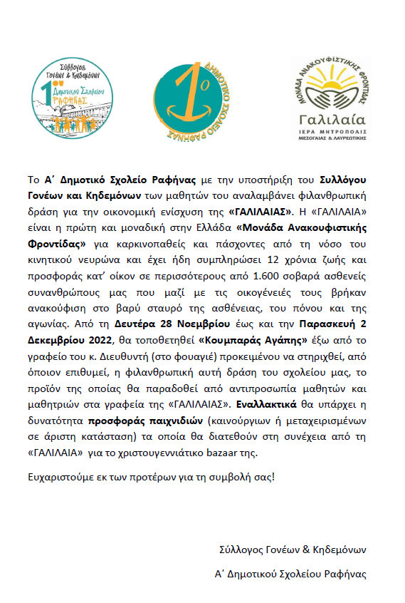 Μονάδα ανακουφιστικής Φροντίδας Γαλιλαία: Κοινωνική Δράση