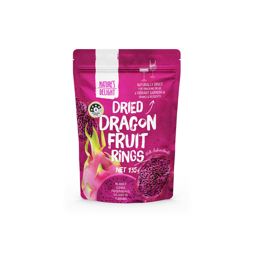 DRIED DRAGON FRUIT RINGS 135g | Natures Delight