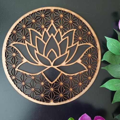 Raw Paintable Laser Cut Lotus Flower of Life Object | Atlantis Sanat Evi