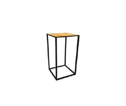 Steel Square Cocktail Table - Black with Wood | Sandton Decor Hire