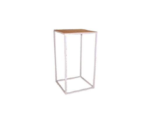 Steel Square Cocktail Table - White with Wood | Sandton Decor Hire
