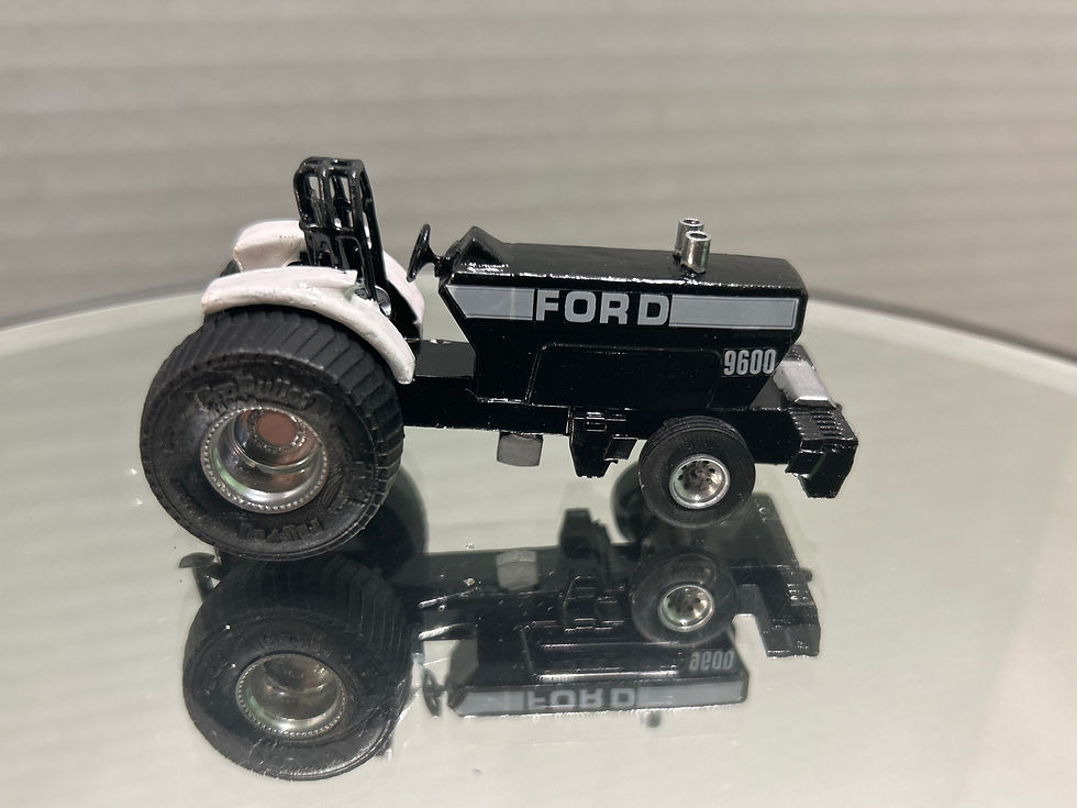 1/64 3d printed black Ford 9600 pulling tractor | JT Farm Toys