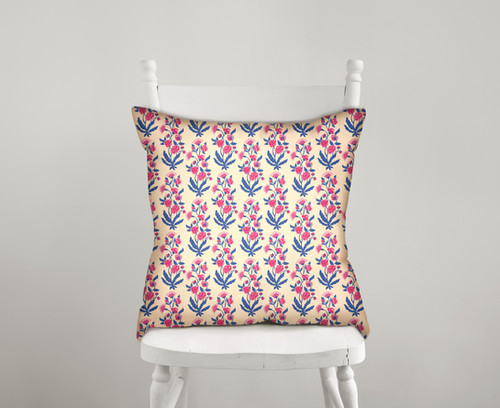 Vintage Blue Flower Cushion | French Laundry | Luxury Blockprint Cushions