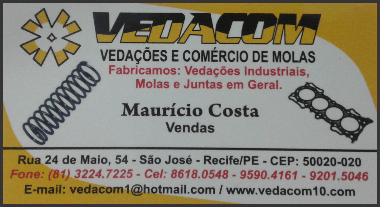 VEDACOM VEDAÇÃO E COMÉRCIO DE MOLAS www.aquitempe.com