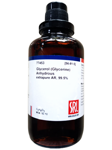 Glycerol (Glycerine) Anhydrous extrapure AR, 99.5%, 500ml, SRL ...