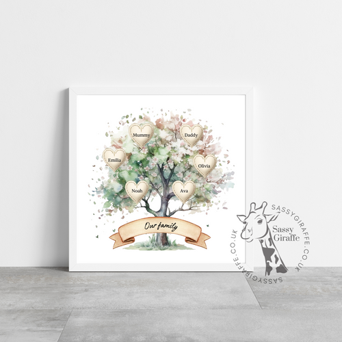 Sassy Giraffe Designs Personalised Blossoming Spring Family Tree ...