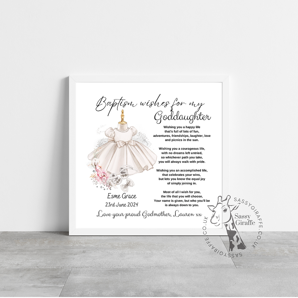 Personalised For My Goddaughter Baptism Frame | sassygiraffe