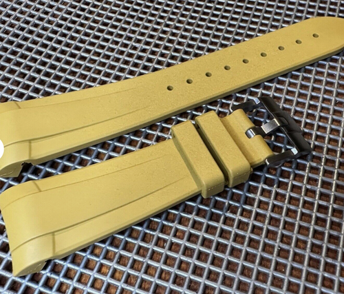 22mm GOLD Vulcanized Caoutchouc rubber Strap Fits 41mm Tudor Black Bay ...