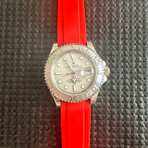 20mm RED E Silicone Rubber Strap fits ROLEX Deepsea, YACHTMASTER, DJ ...