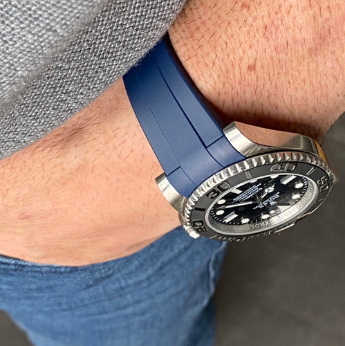 20mm Blue Vulcanized Rubber Strap for Rolex watches | O2 Straps