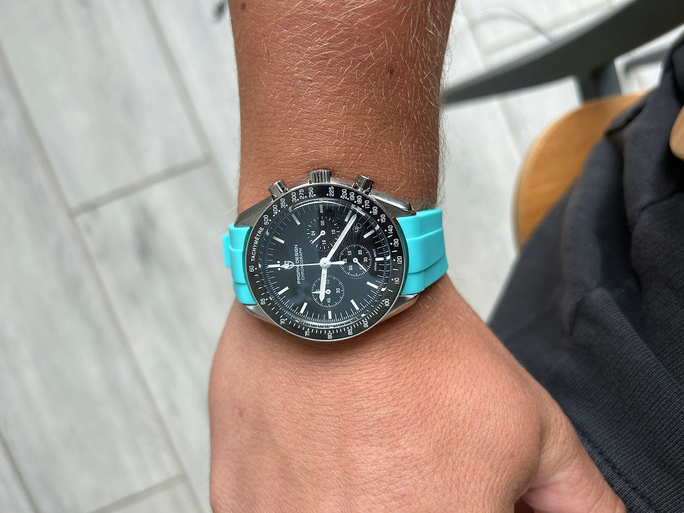 20mm TURQUOISE Vulcanized Rubber Strap OMEGA Speedmaster | O2 Straps
