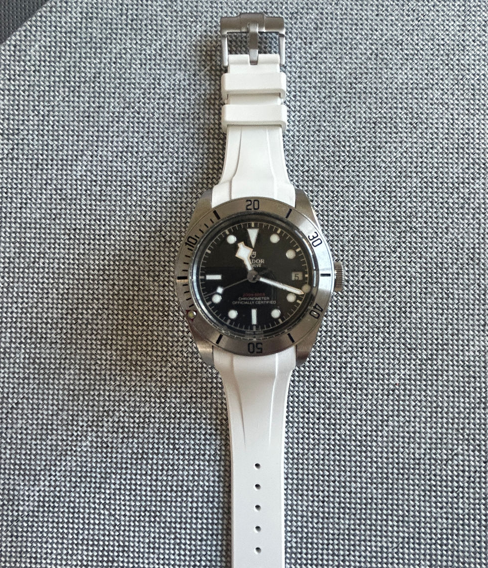 22mm WHITE Vulcanized Caoutchouc rubber Strap Tudor Black Bay Watches ...