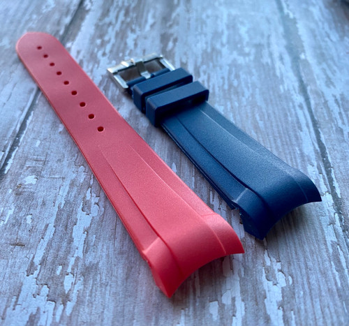 BLUE & RED Vulcanized Rubber strap for Tudor BLACK BAY GMT watches | O2 ...