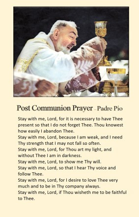 Mega Cards/BookMarks - Padre Pio 's post communion( Stay with me ...