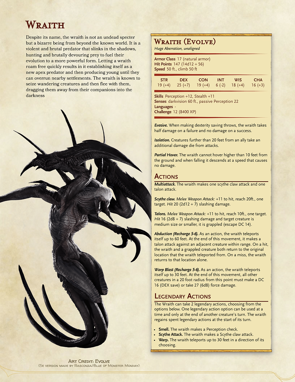 Monster Monday - Wraith (Evolve)