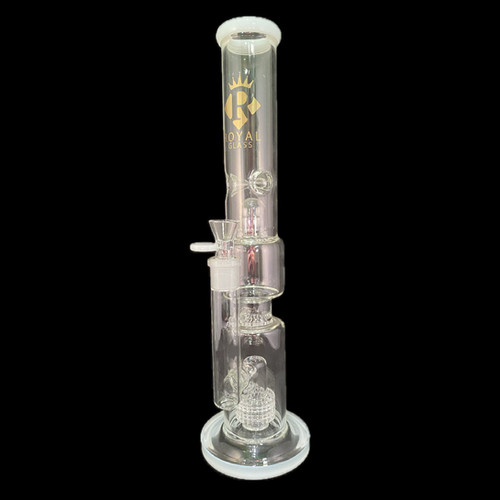 Royal Glass | Clear + White Bong | 16 Inches | All Stop Smoke Shop