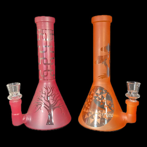Etched Glass Beaker Bong | 8 Inches | All Stop Smoke Shop