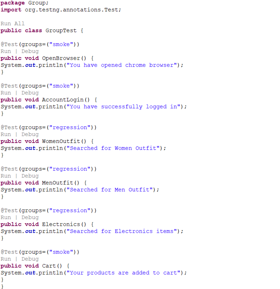 TestNG Groups