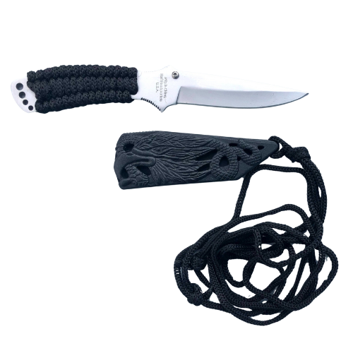 Maxam Tactical Fixed Knife | 7" Paracord Handle Neck Knife w/ Eagle ...
