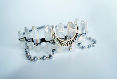 Cresent Moon Angel Aura Quartz | Astra Gems