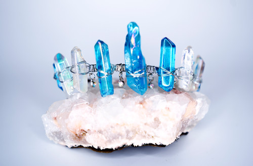 Angel and Aqua Aura Quartz Tiara | Astra Gems