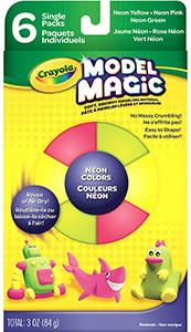Crayola Model Magic, Neon Colors (Pink, Green, Yellow) 6 Count No-Mess ...
