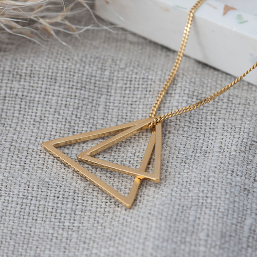 GOLD DOUBLE TRIANGLE NECKLACE | mysite