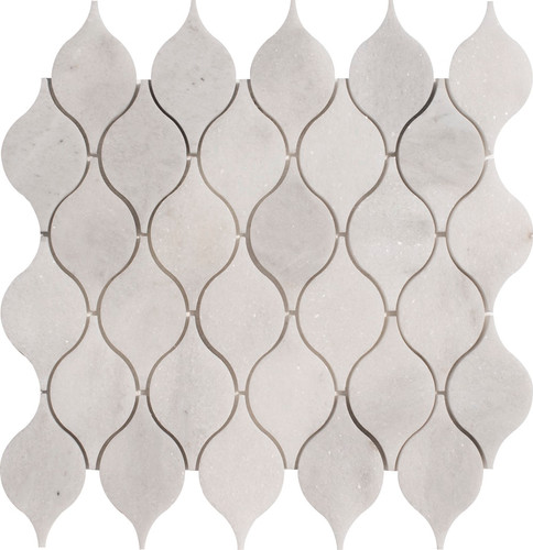 Lemon Crystal White Honed Marble Waterjet Mosaic Tile | artemisusa