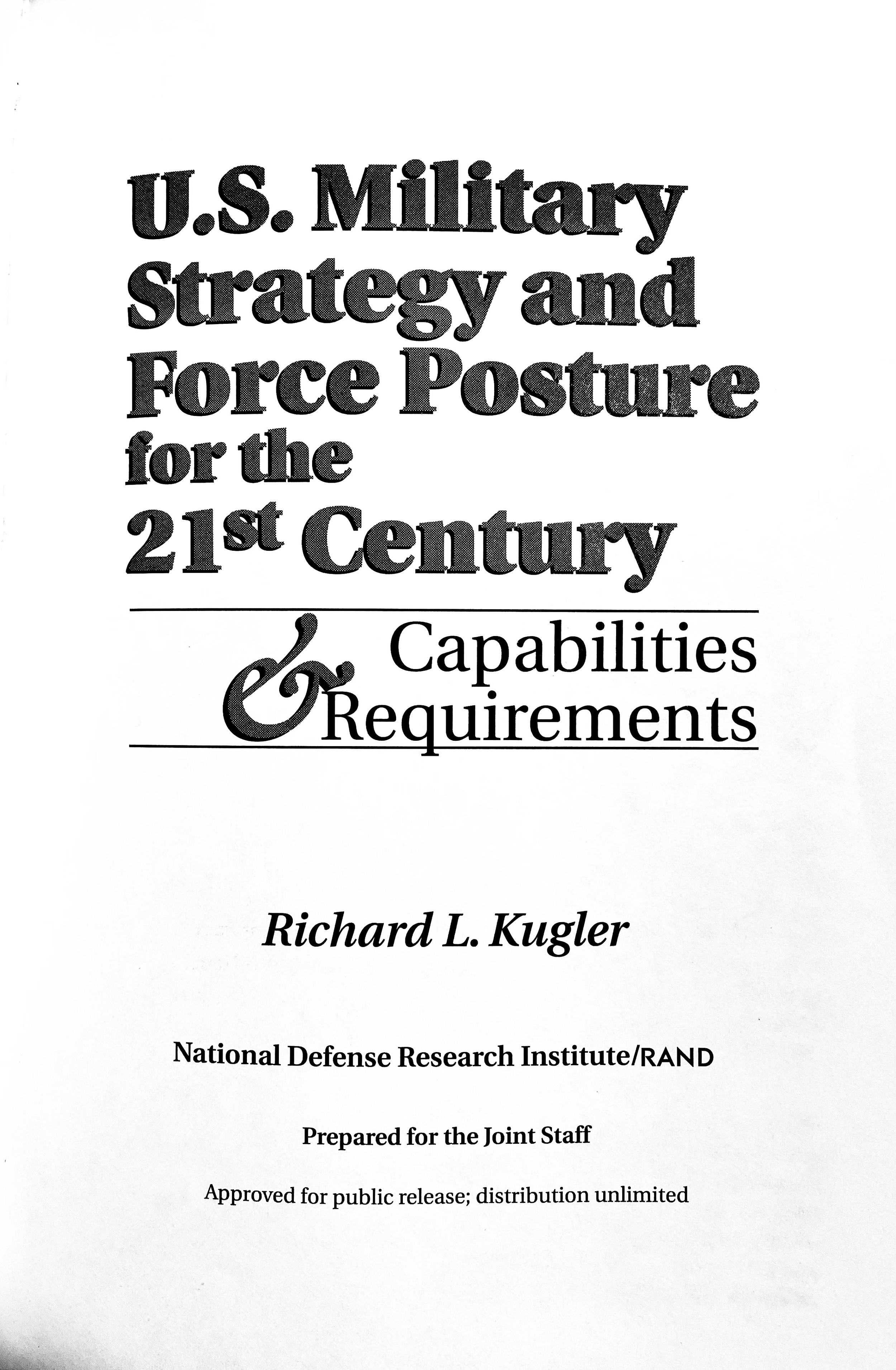 U.S. Military Strategy & Force Posture for the 21st Century | Binseel's ...