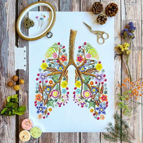 Art Print - Floral Lungs | Juniper Forest Embroidery
