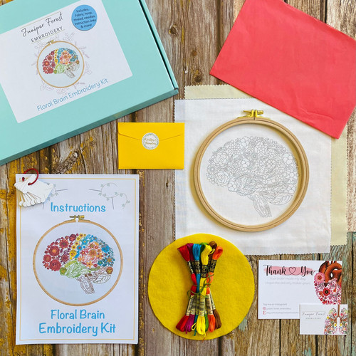 Large Embroidery Kit - Floral Brain | Juniper Forest Embroidery