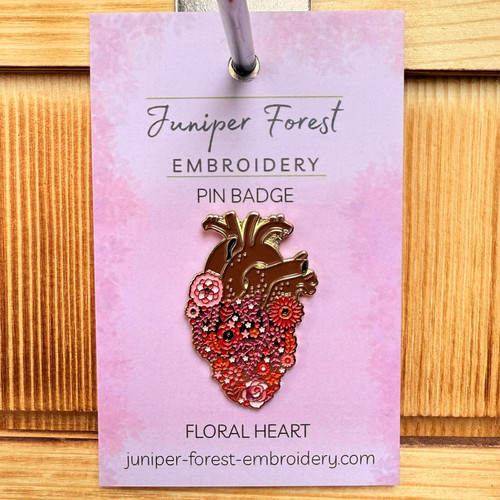 Pin Badge - Floral Heart | Juniper Forest