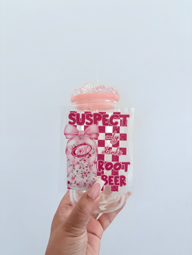 Root beer snow globe tumbler (pink glitter) | JCH Creations