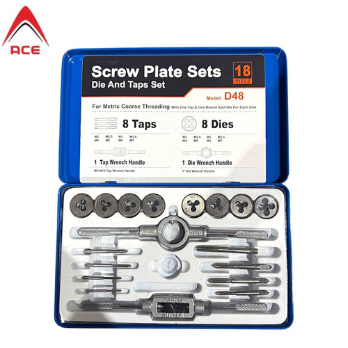 Screw Plate Set Metric Coarse M2.0 - M7 (18 PCS/SET) (D48) IMPA 632208 ...