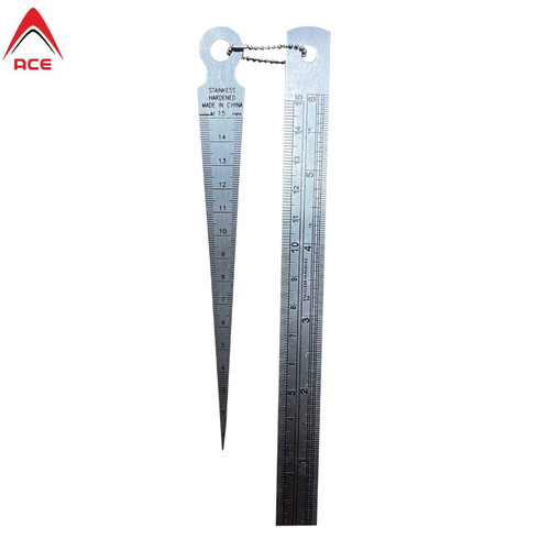 Stainless Steel Taper Gap & Hole Gauge (1-15MM) & Straight Ruler (150MM ...