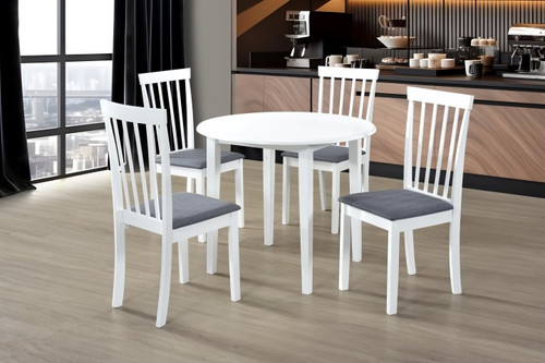 Comedor de madera APRIL de 5 piezas color blanco | Casa Blanca México