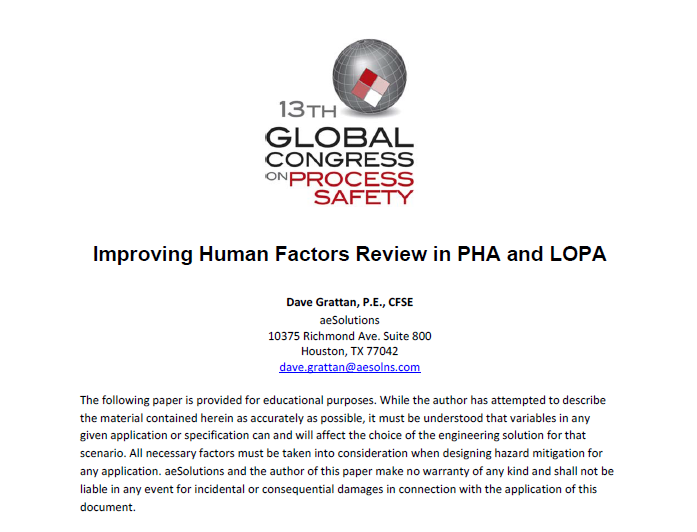 Improving Human Factors Review in PHA and LOPA