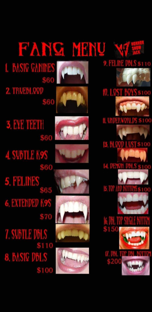 Fang Menu | Horror Show Jack Fang Smith | United States