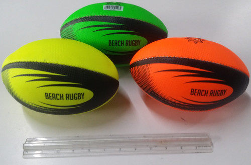 SP0102 SML RUGBY BALL LEATHER NEON COLOUR ASST 22CM | Caledon Wholesalers