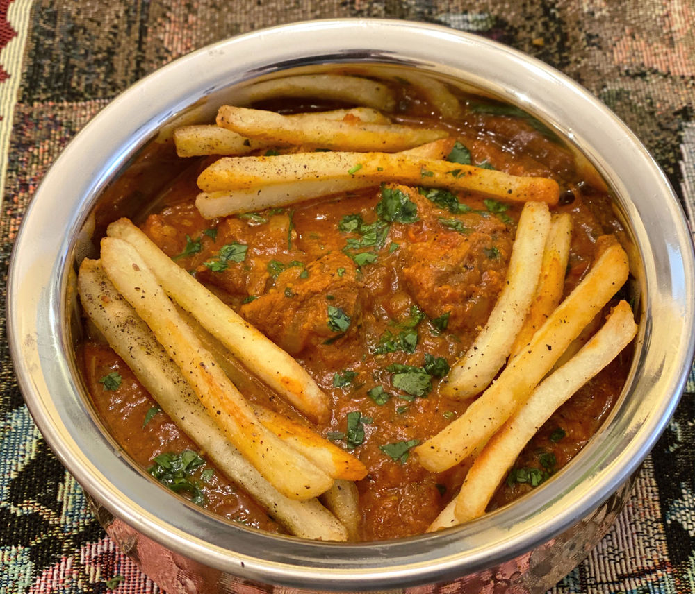 PARSI MUTTON CURRY WITH FRIED POTATOES (PARSI SALLI BOTI)