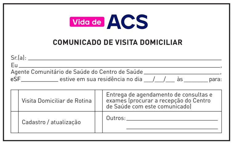MODELO DE COMUNICADO DE VISITA DOMICILIAR - PACIENTE AUSENTE