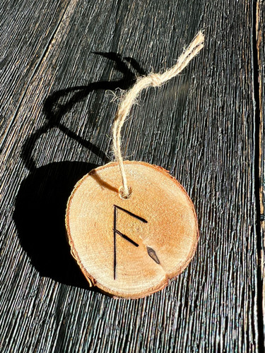Birch Wood Rustic Norse Rune Ornament Ansuz | Feed The Gods