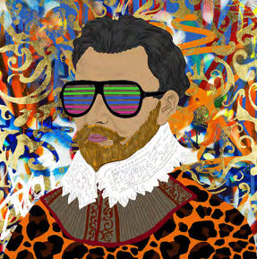 EM Zax -Shakespeare Mixed Media on canvas | bittanfineart